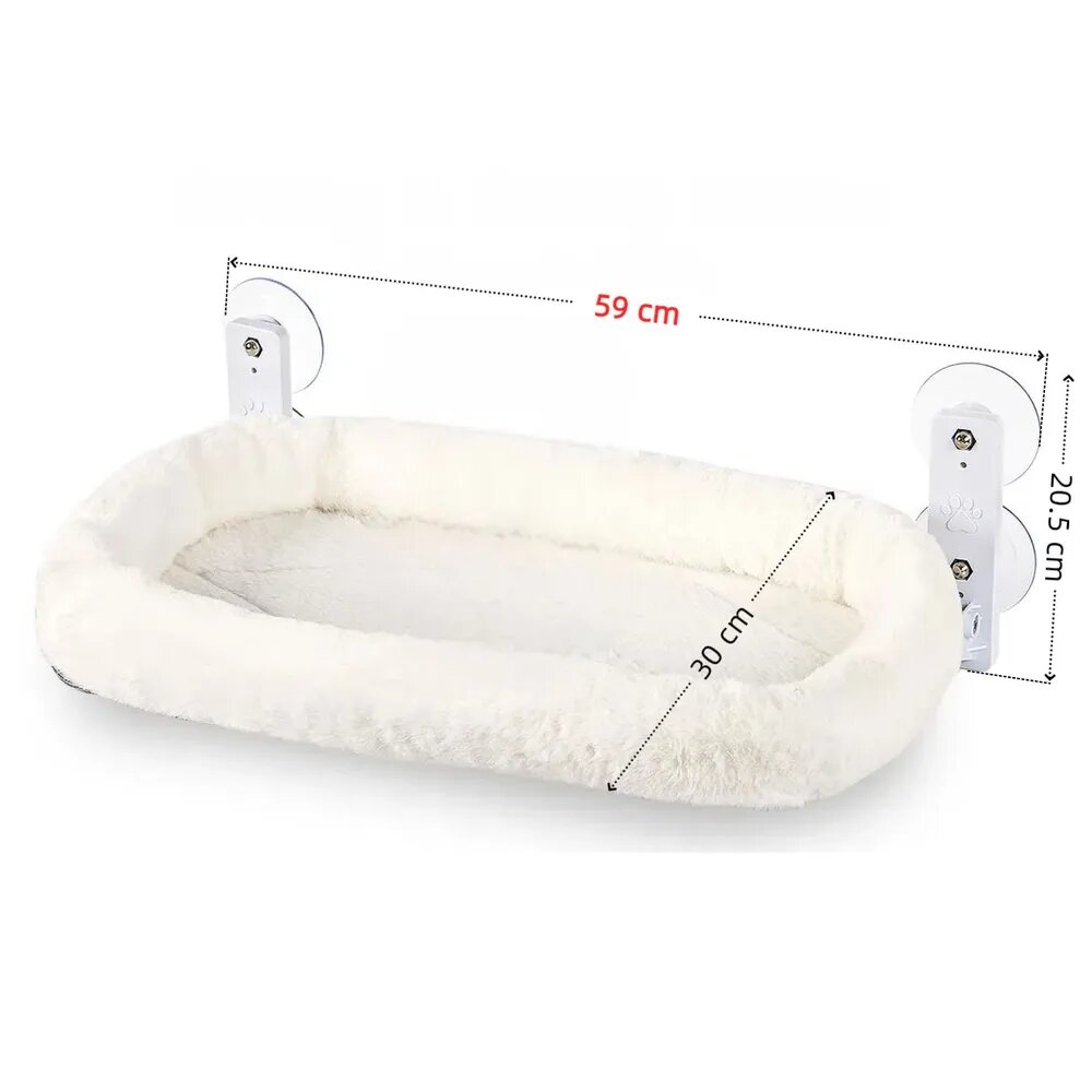 Гамак для кошек на окно подвесная лежанка для кота на стекло Белый 68*30cm