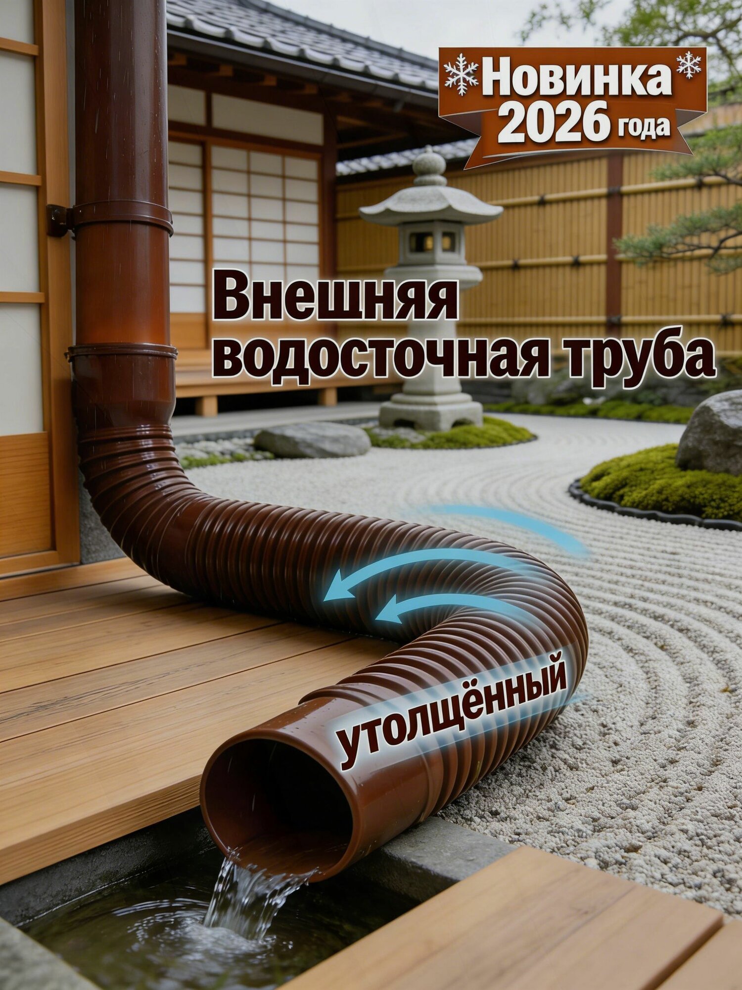 Универсальный гибкий удлинитель водостока 80-100 мм - адаптивная труба для дренажных систем