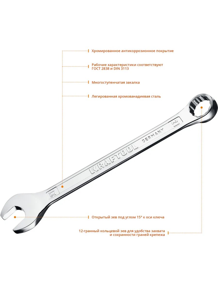 KRAFTOOL 21 мм, комбинированный гаечный ключ (27079-21)