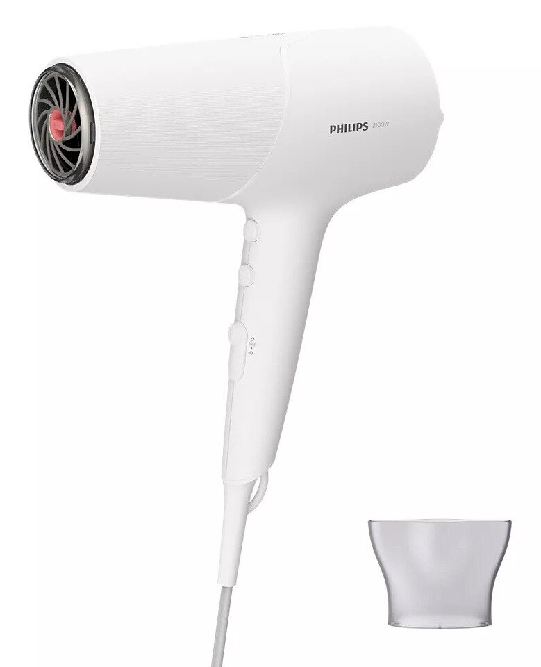 Фен Philips 5000 Series BHD500/00, 2100 Вт, ThermoShield, ионизация, белый