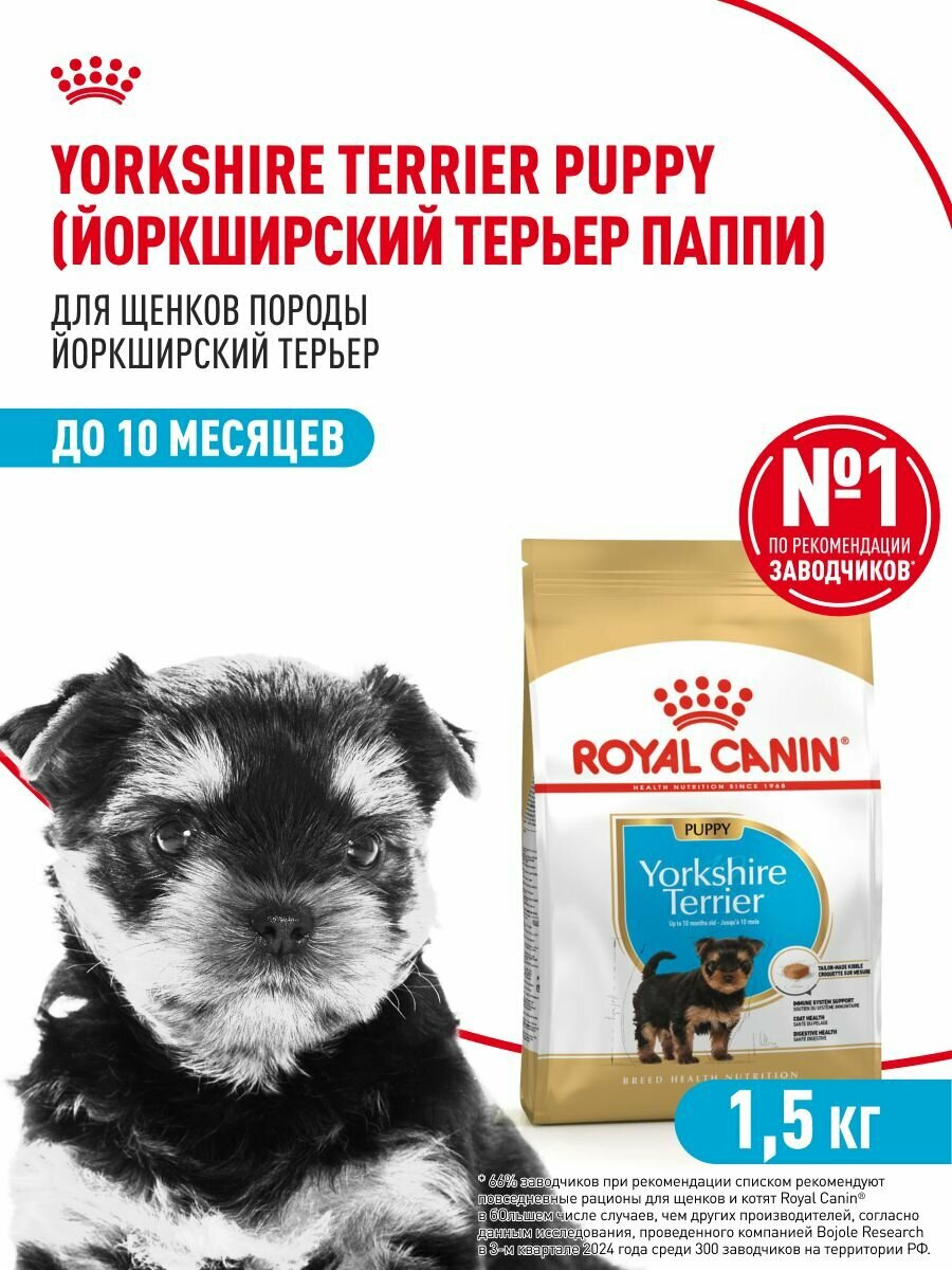 Сухой корм для щенков Royal Canin Puppy для породы йоркширский терьер, 1,5 кг