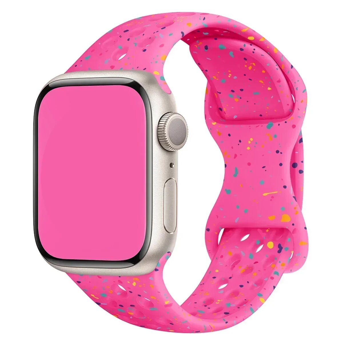 Розовый силиконовый ремешок для Apple Watch Series 10 11 42mm Barbie