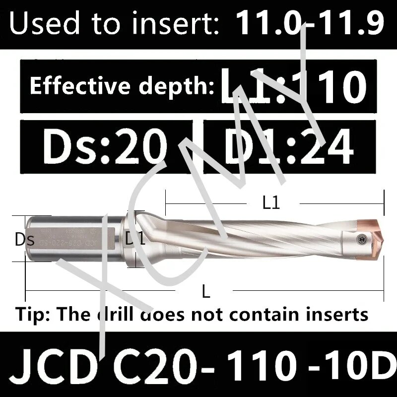 Сверло JCD C10-110-10D, Ds:20, D1:24, L:10