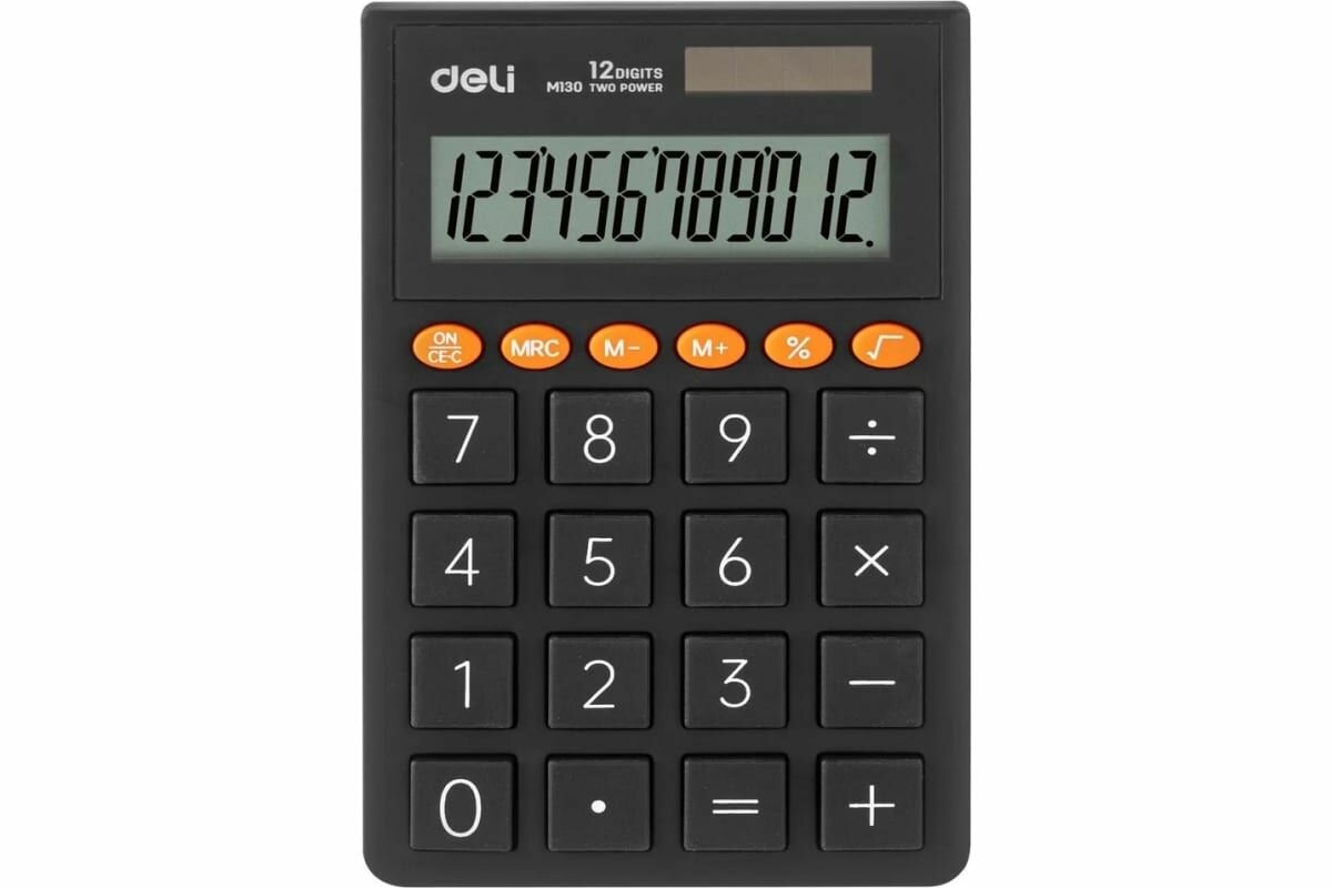 Карманный калькулятор DELI EM130GREEN серый, 12-разрядный
