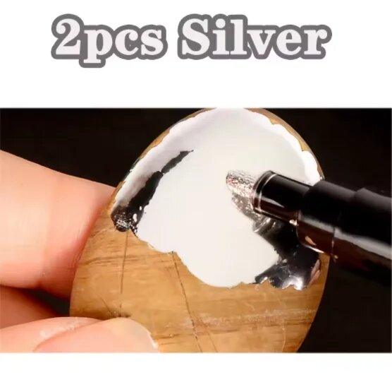 Маркеры для зеркального эффекта Haile, золото/серебро 2 pcs silver