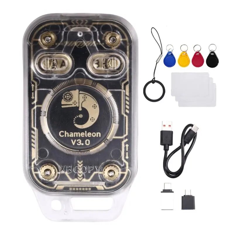 【SURPISE】Эмулятор считывателя смарт-чипов RFID Chameleon V3.0 125K 13.56Mhz, копировщик ID/IC-меток для чтения и записи + 4 брелока UID / 3 брелока CUID для автомобиля