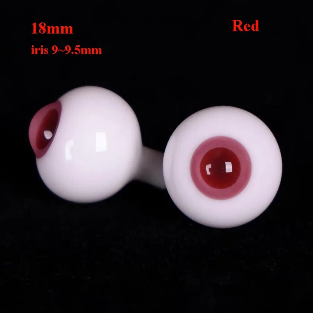 Стеклянные глаза для кукол BJD 1/6 10/18 мм Красный, Red 18mm