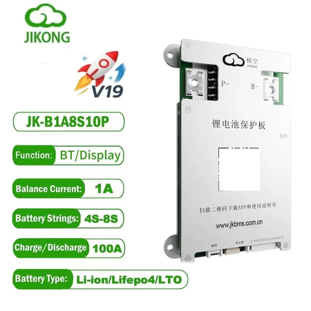 JIKONG Smart BMS B1A8S10P JK 4S 5S 6S 7S 8S 12V 24V Smart 1A Active Balacne для 100A балансировочный ток