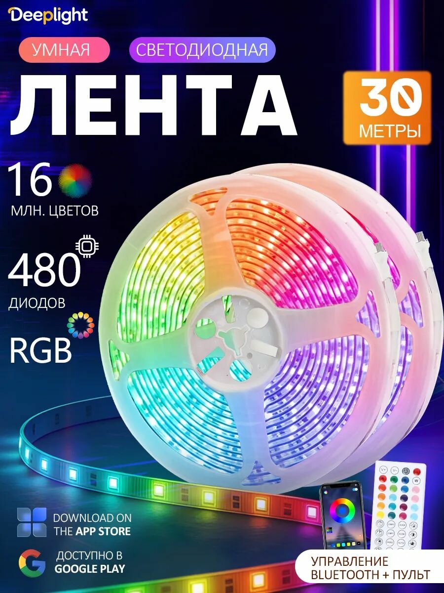 Светодиодная лента30 метров с пультом самоклеящаяся 12В, RGB