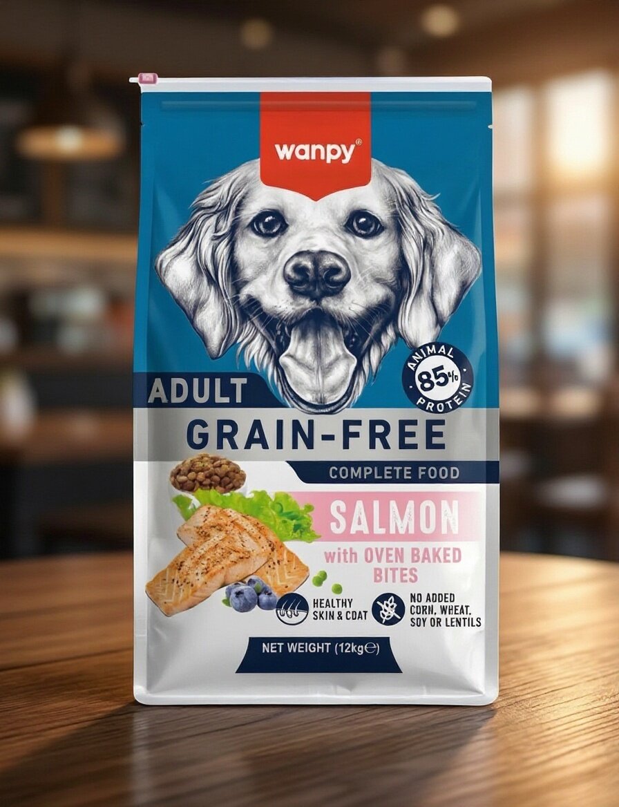 Сухой корм Wanpy Dog беззерновой с лососем для взрослых собак, 12 кг