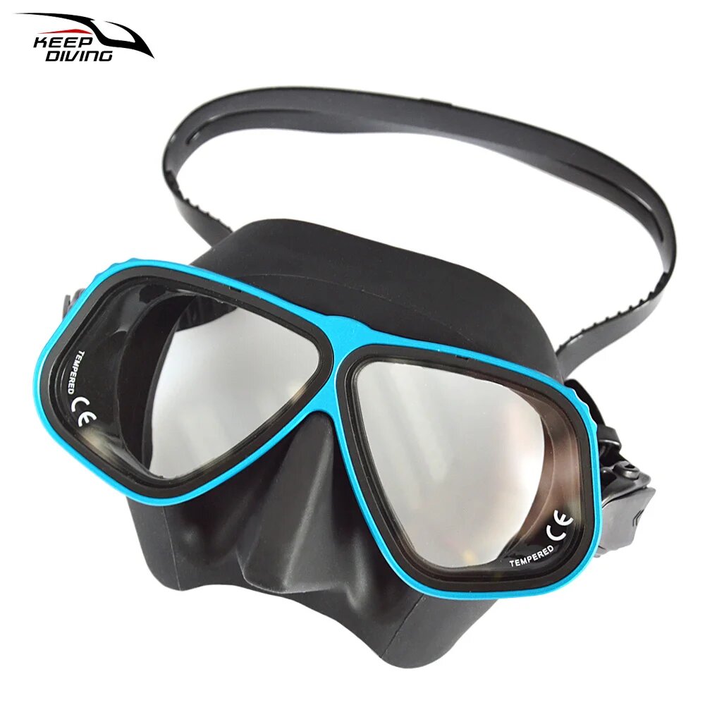 Маска для дайвинга KEEP DIVING DM-400 черная синяя Blackblue