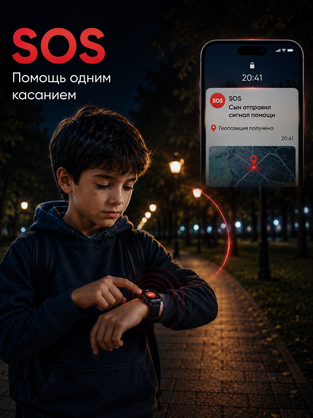 Детские смарт часы премиум, с сим картой, геолокация, камера HD, видеозвонок, сенсорный экран, черные — фото 1