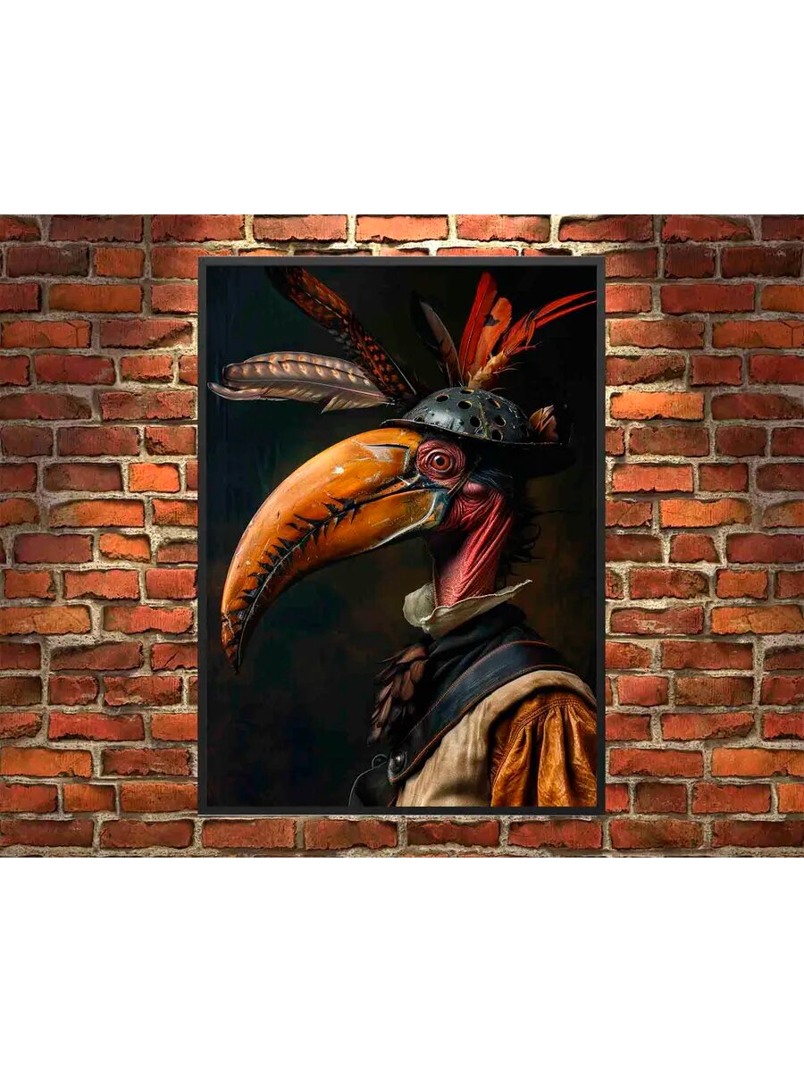Птица-носорог-строитель птиц 1, Плакат 30x42см