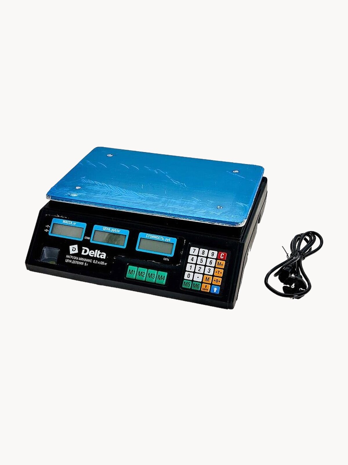 Торговые весы Delta ТВН-35, 35 кг/5 г, 99 суммирований, 7 запоминаний, программирование цен, двухсторонний дисплей