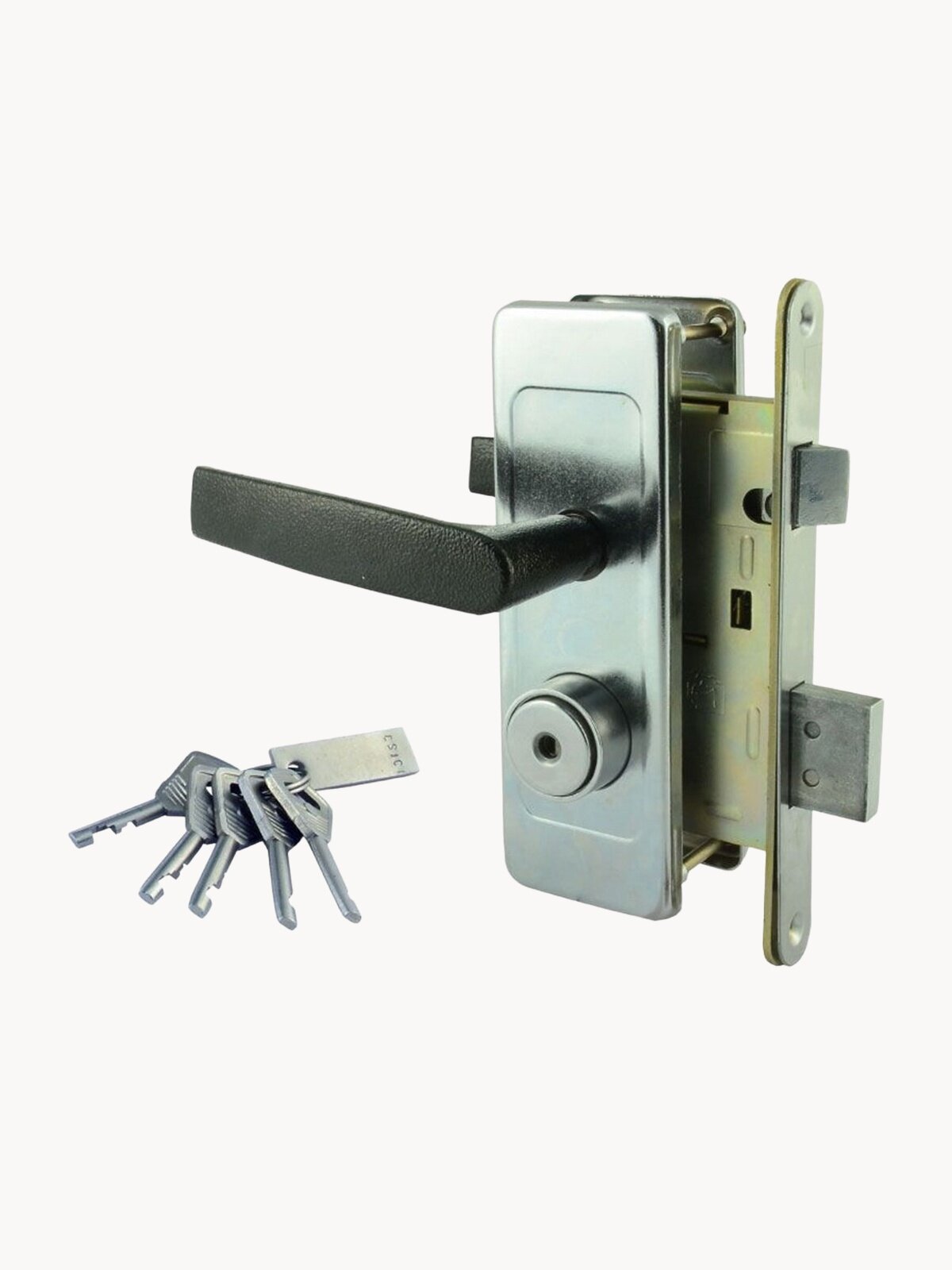 Замок врезной Зенит 3В4Д ШО-25, цилиндровый, никель, ручка черная