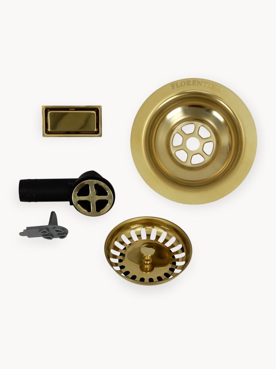 Комплект фурнитуры для выпуска большой Florentina FLVP-710 золото на кухонную мойку
