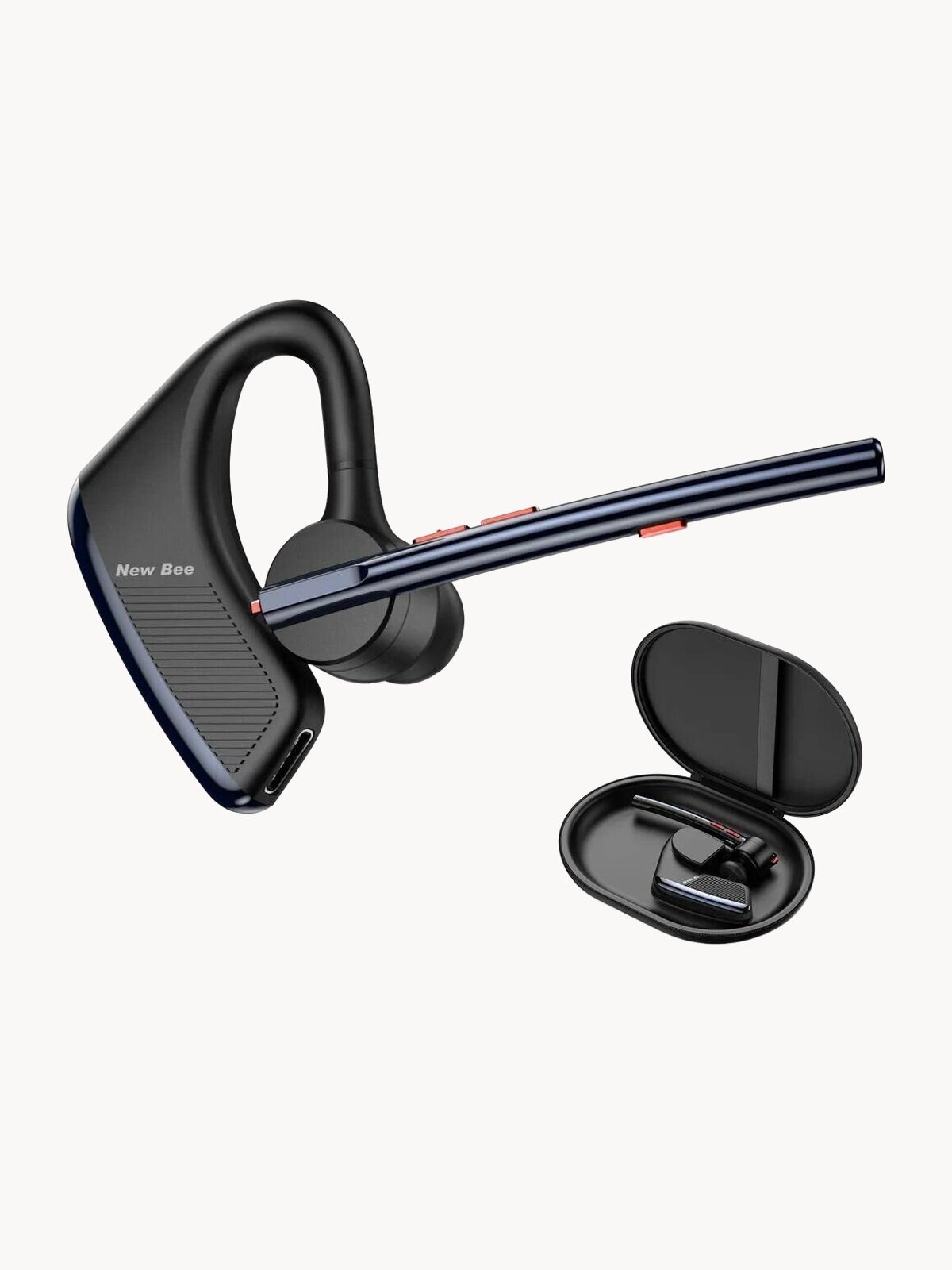 Беспроводная гарнитура на русском New Bee М50 bluetooth 5,2 с шумоподавлением микрофоном и кейсом для телефона android ios