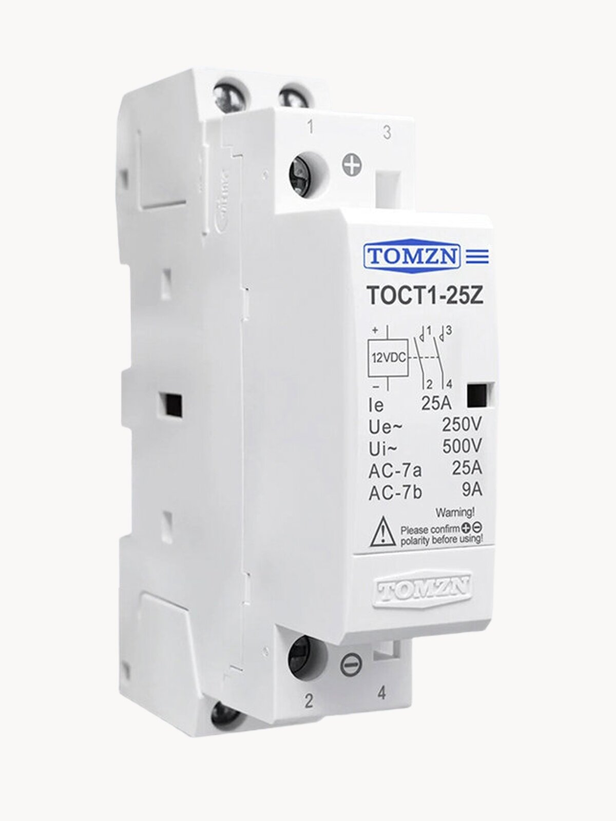 Контактор модульный TOMZN TOCT1-25Z катушка управления на 12В 2NO нормально открытый на 25А