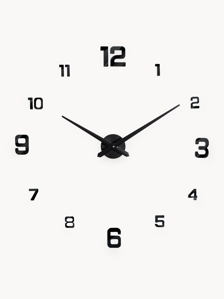 Часы настенные большие Рубин 60х120 см интерьерные бесшумные 3D черные