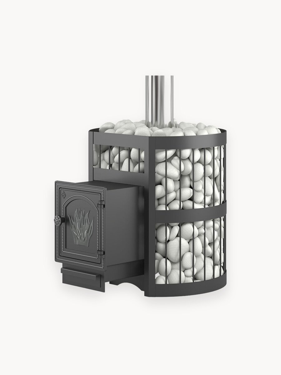 Печь для бани этна Стандарт 18 (ДТ-4), 18м3, дымоход Ø120 мм, чугунная, дровяная