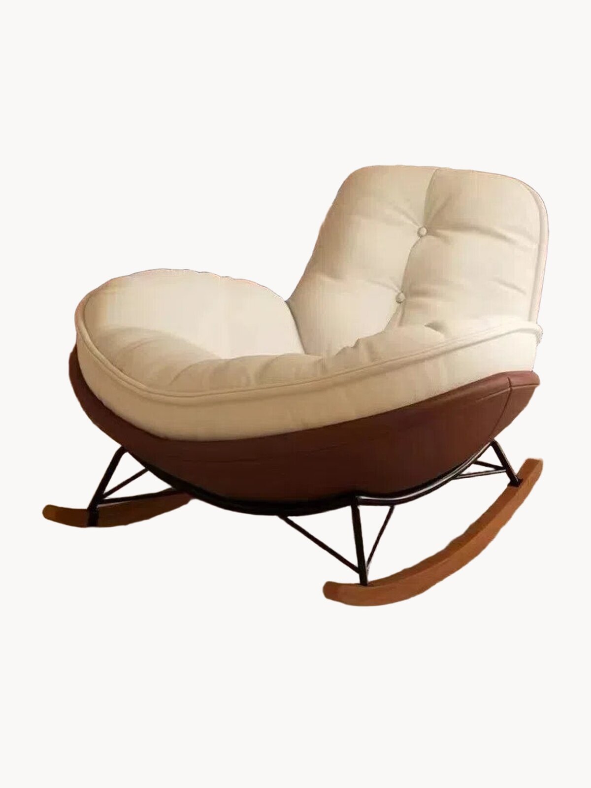 Кресло-качалка Нет бренда "Сидеть на облаке", искусственный ротанг/пластик, металл, коричневое