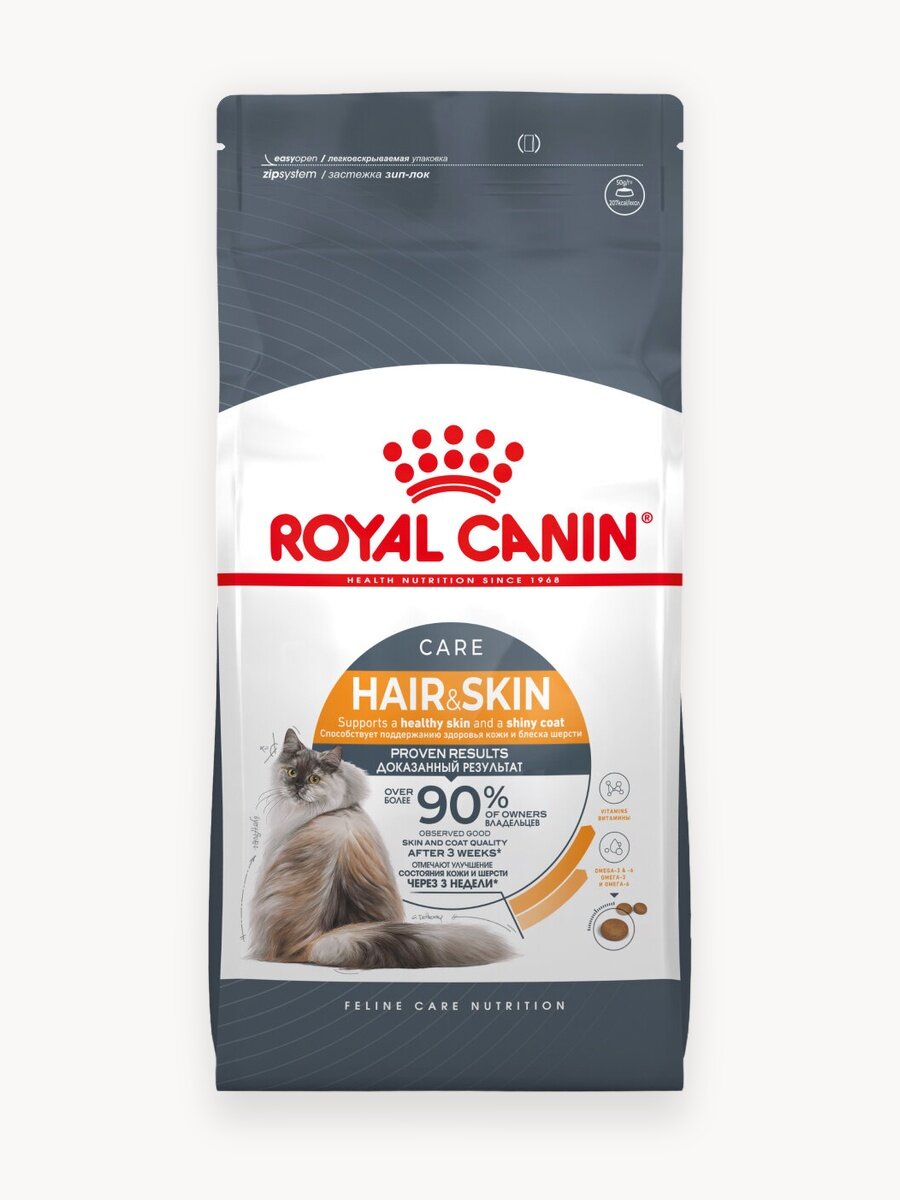 Сухой корм для кошек Royal Canin Hair & Skin Care для здоровья кожи и шерсти, 400 г