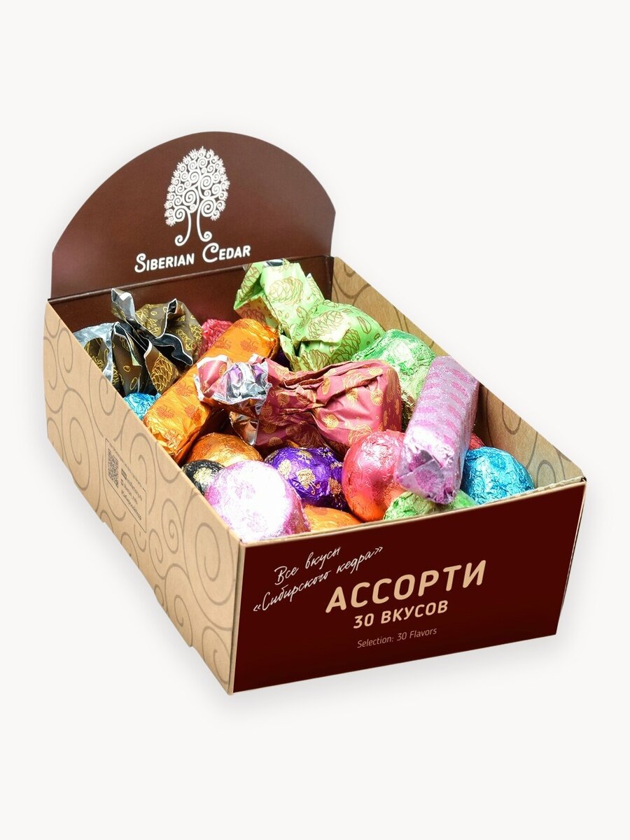 Ассорти конфет 30 вкусов Сибирский Кедр, шоу-бокс, 585 г