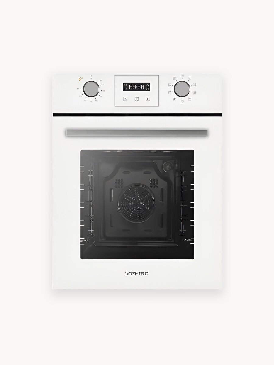 Встраиваемый духовой шкаф YOSHIRO YBO-M45F82, электрический, 50 л, гриль, дисплей, цвет белый