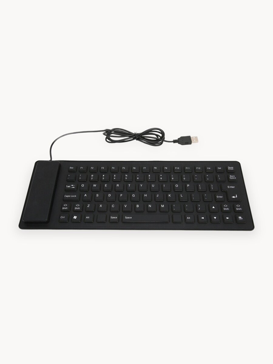 Складная силиконовая клавиатура 85 клавиш складной дизайн тихий проводной водонепроницаемый пылепроницаемый гибкий клавиатура черная