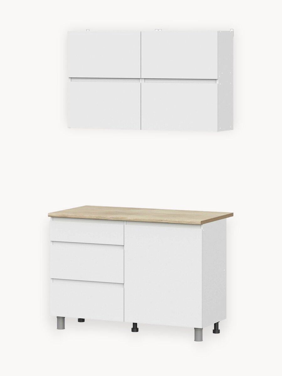 Кухонный гарнитур "Токио" 1.2 м цвет: Белый/Дуб Сонома