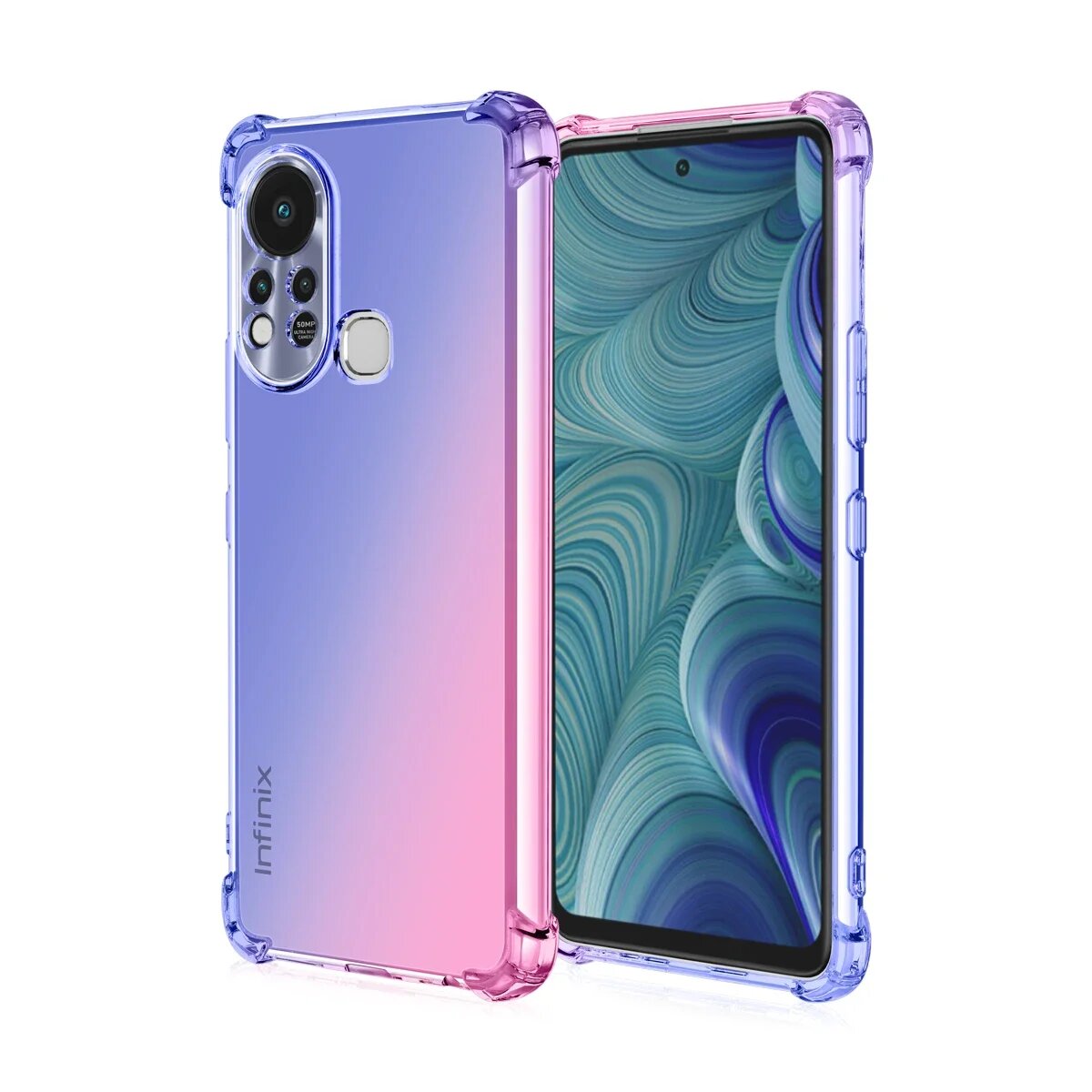 Для Infinix Hot 11 11S Play NFC градиентный полупрозрачный Мульти, Blue Pink, Infinix Hot 11S NFC