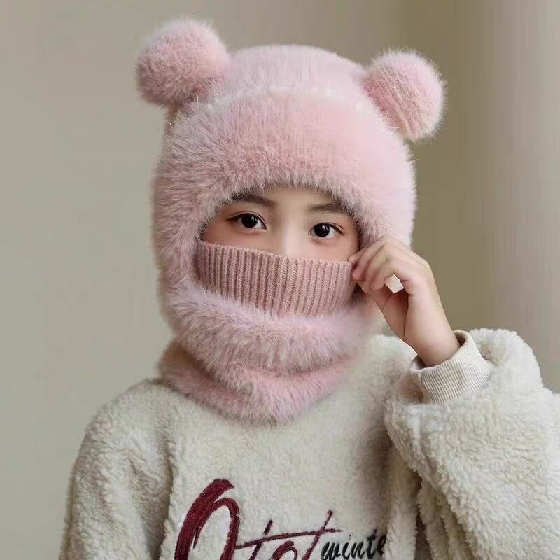 Детская шерстяная вязаная шапка для девочек и мальчиков, осенне-зимний шарф, детский ветрозащитный капюшон с капюшоном, теплый капюшон, защита ушей