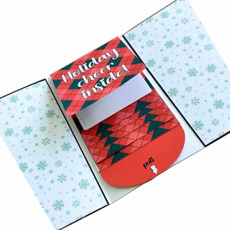 Рождественский Подарок-Открытка С Водопадом-Красный