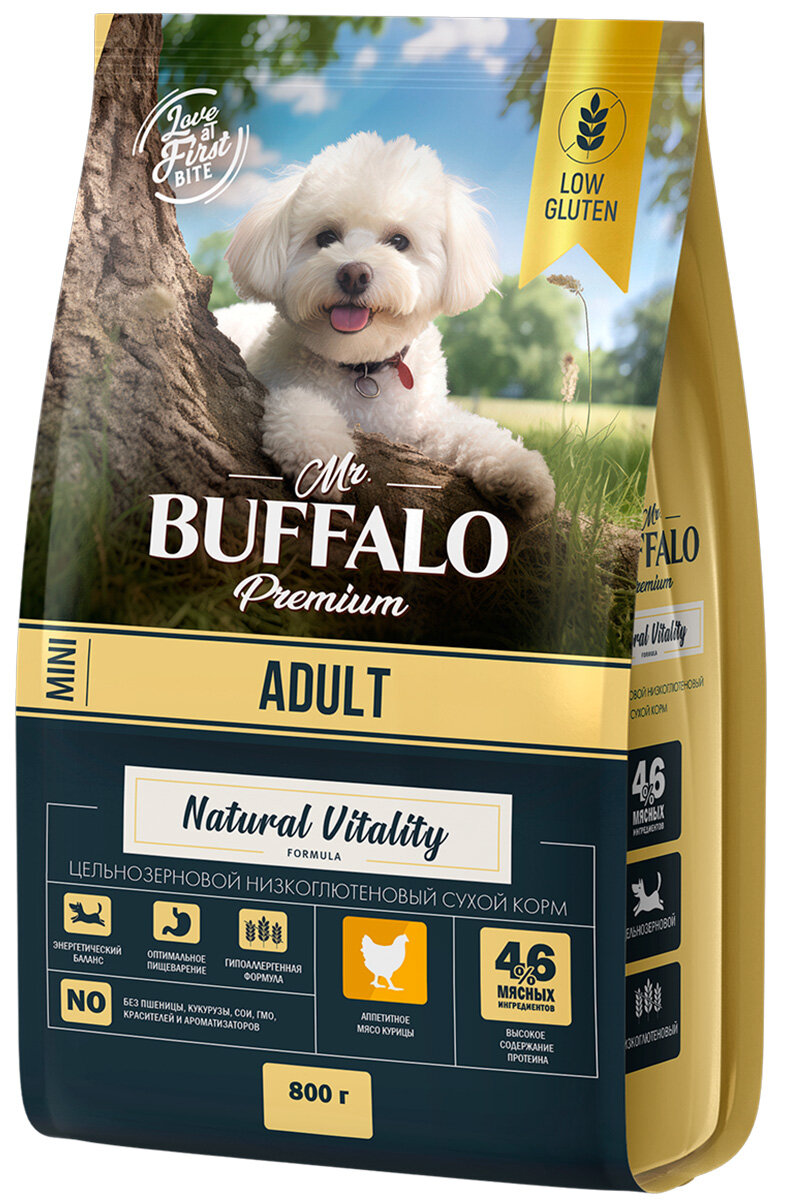 MR.BUFFALO ADULT MINI для взрослых собак маленьких пород с курицей (0,8 кг)
