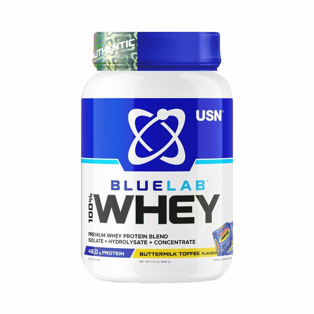 ЮСН Протеин сывороточный, USN BlueLab Whey, 908 г, Сливочно-молочный ирис