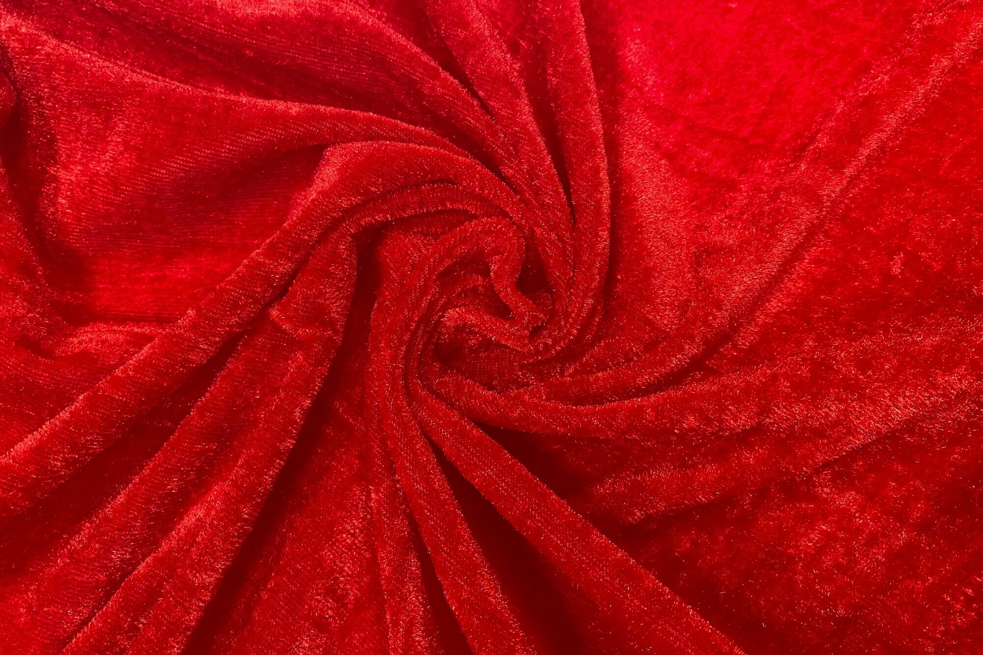 Ткань Бархат-стрейч тонкий коротковорсный красный, 220 г/пм, ш145см, 0,5 м