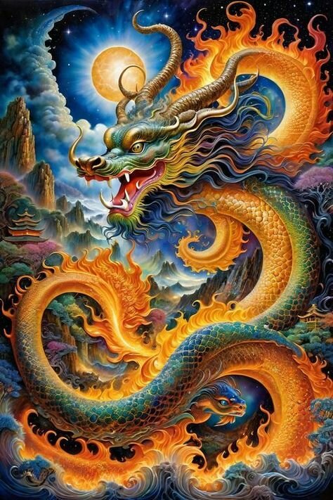 Алмазная мозаика на холсте 40х50 "Злой китайский дракон" без подрамника. Алмазная вышивка. Роспись стразами. Творческий набор для взрослых и детей.