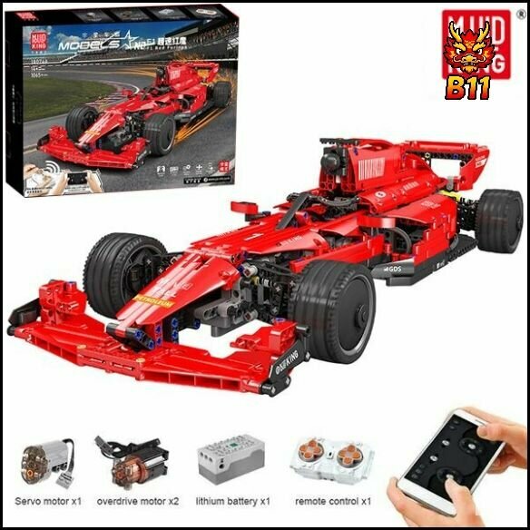 Конструктор Mould King 18024A Красная Formula 1 с ДУ, На радиоуправлении, Электронный, Пластиковый, Для мальчика, 1065 Деталей