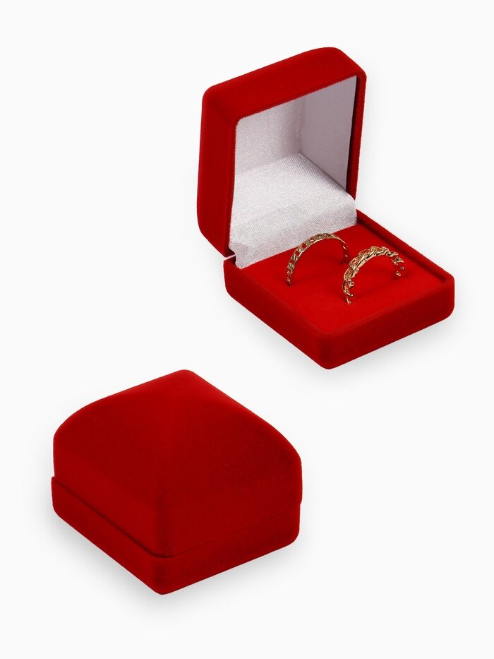 Футляр бархатный под 2 кольца «Традиции», 5×4.5×3 см, цвет красный