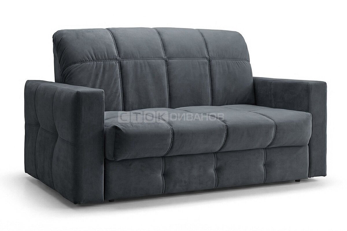 Диван Сток Диванов Соната, темно-серый велюр, 160 см, механизм аккордеон на металлокаркасе