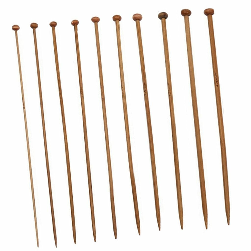 10 комплектов, одноголовая шерстяная игла-палочка, заостренная бамбуковая длинная игла, инструмент для вязания свитеров ручной работы-36 см