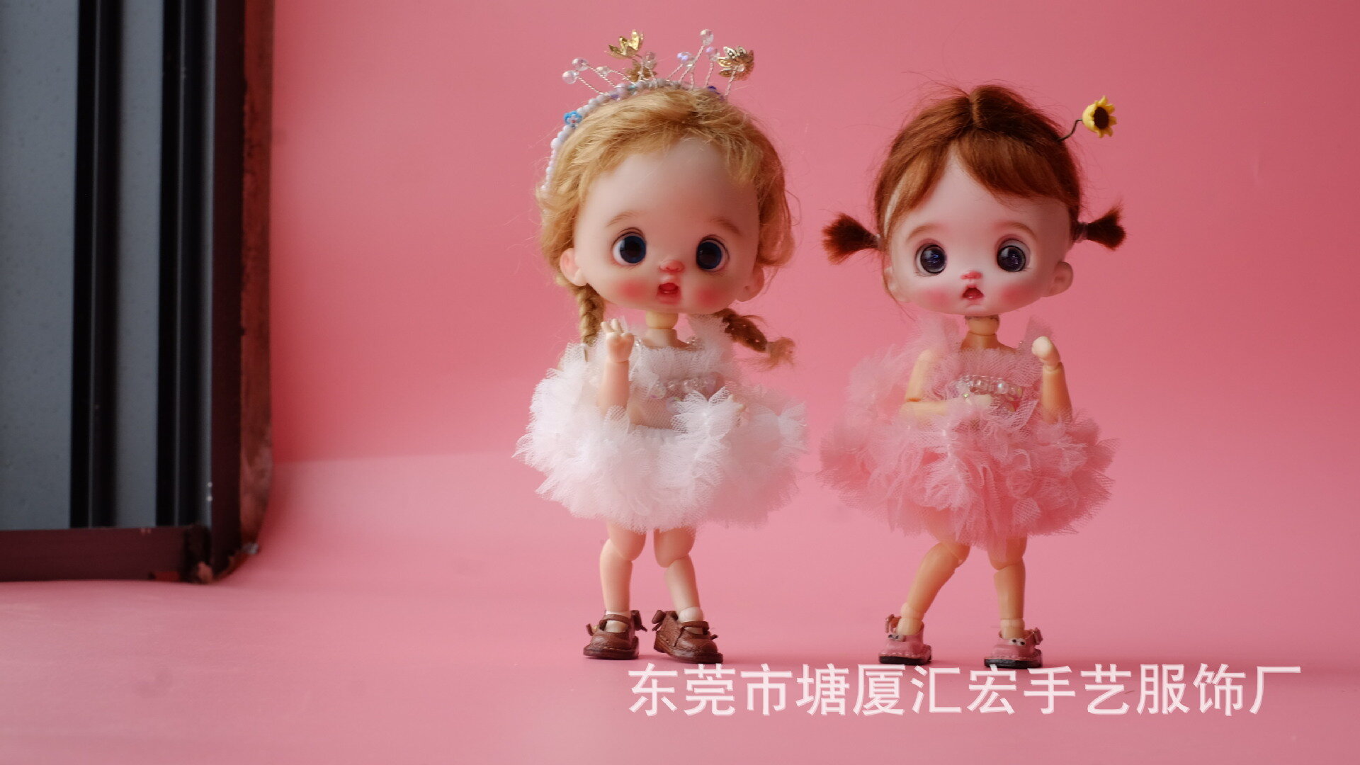 OB11 Кукольное платье для кукол BJD 10 см - Розовое, Пышные рукава, Стиль GSC YMY, Только платье включено