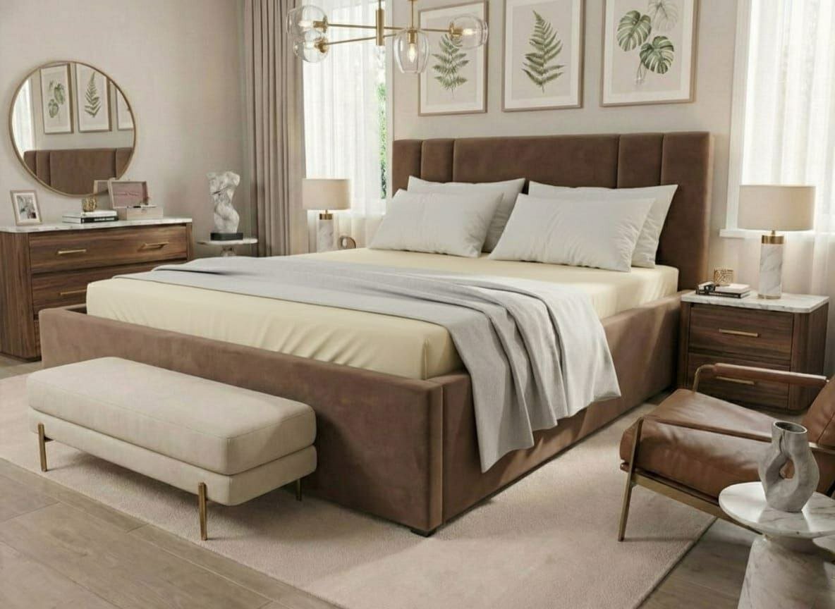 Кровать "Amelia ", 160х200 ортопедическая ламель, микровелюрная обивка, с подъемным механизмом, шоколадный