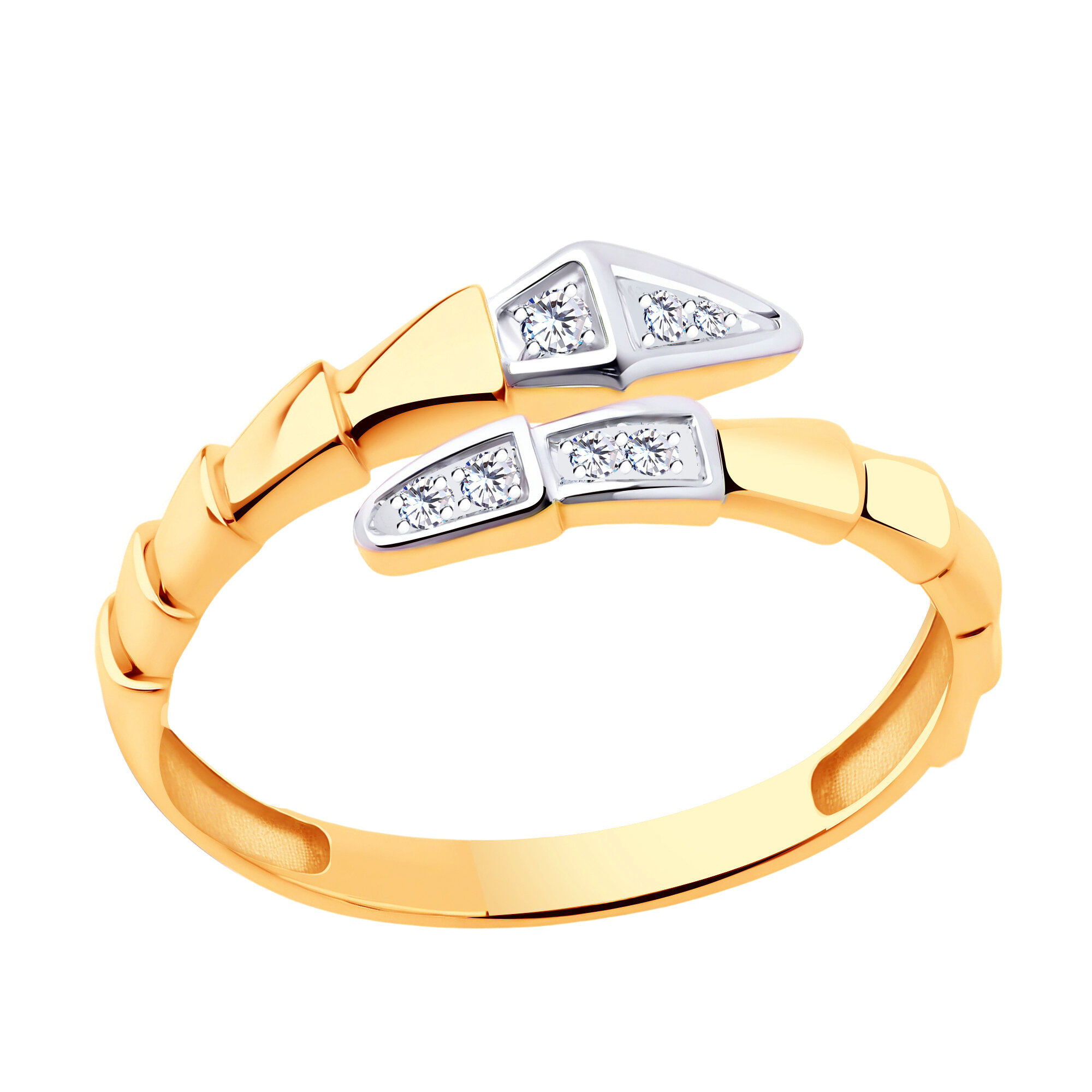 Кольцо, красное золото, 585 проба, фианит