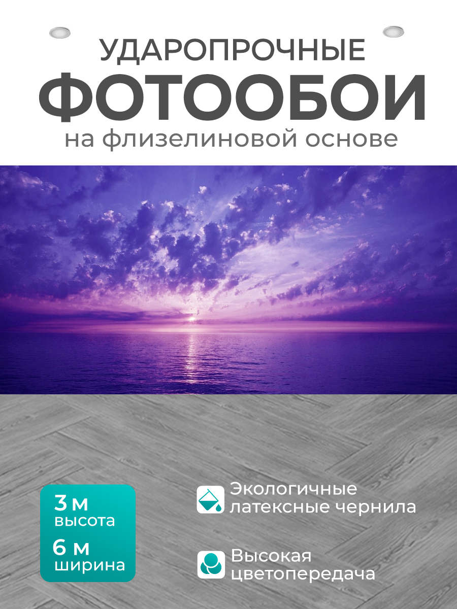 Фотообои моющиеся ударопрочные "Фиолетовый, закат, дорогой" 600x300 см. флизелиновые на стену