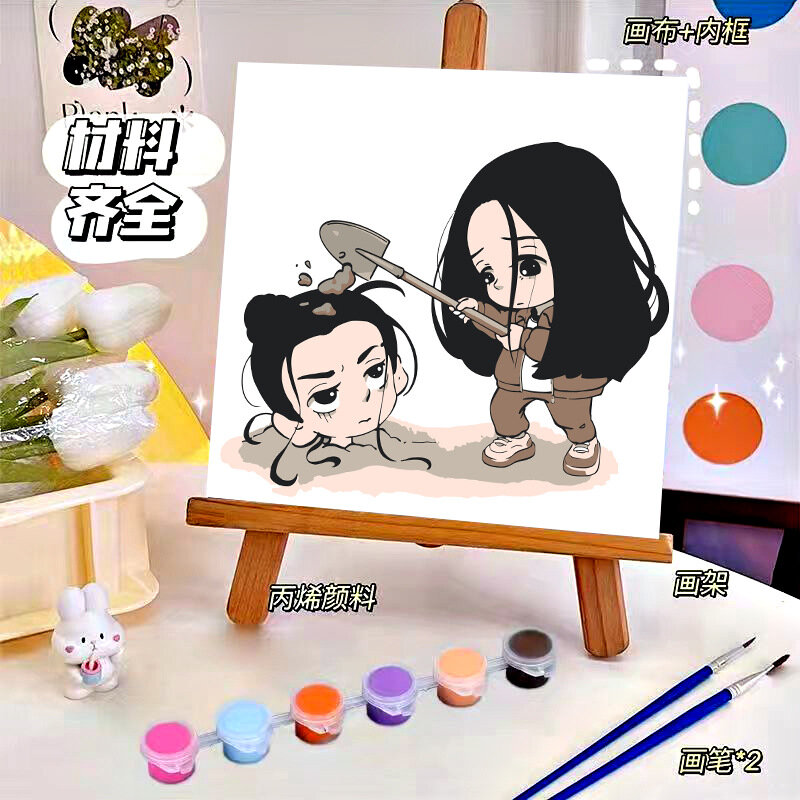 Цифровая картина маслом 20*20, аниме, раскраска маслом, ручная роспись маслом, декор для спальни.