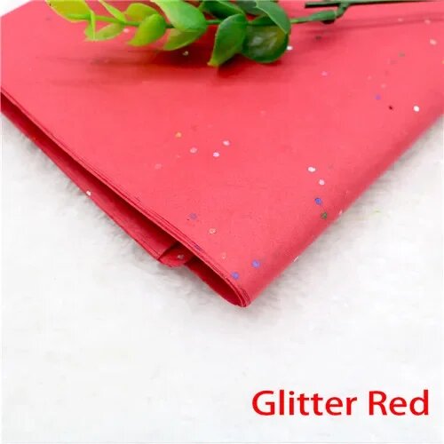 Блестящая упаковочная бумага 50х66 см, 10 листов Красный, Glitter red