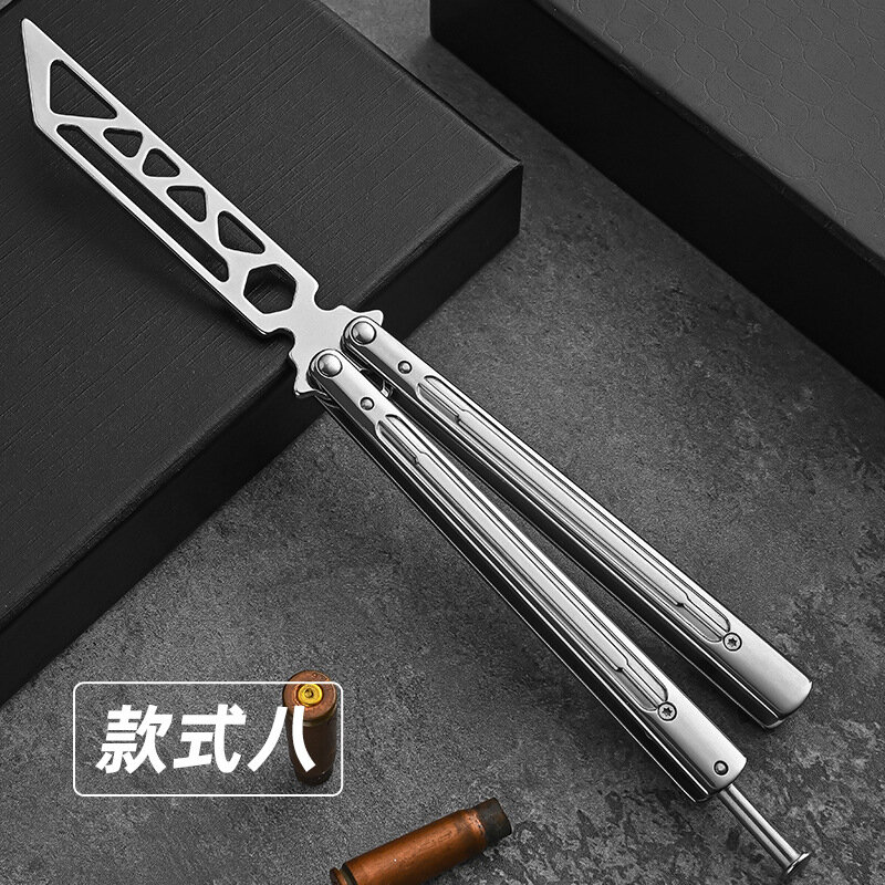 Горячая продажа нержавеющего стального бабочкового ножа, не заточенного, для начинающих, практики, крутого игры, метательного ножа, не требующего обслуживания, для тренировки