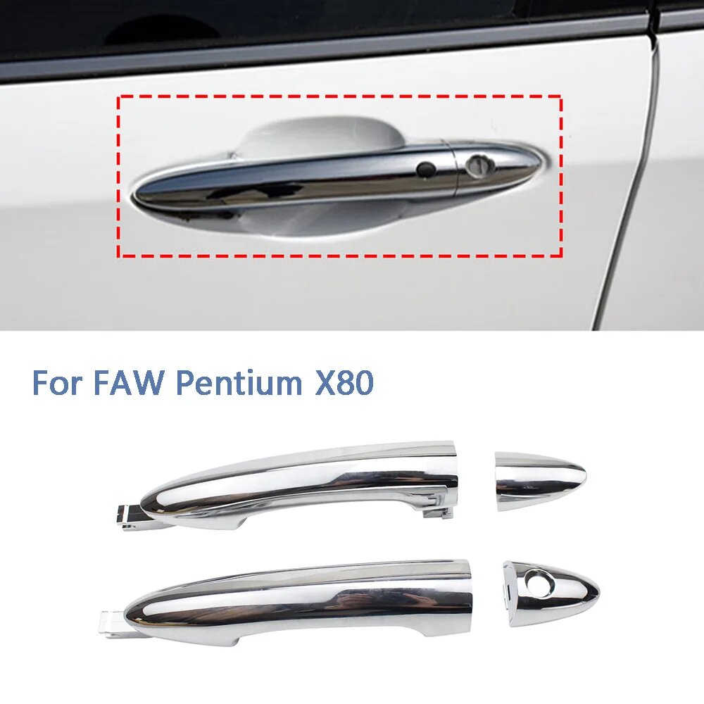 Дверная ручка для FAW Besturn X80, серебристая, 1 шт с отверстием
