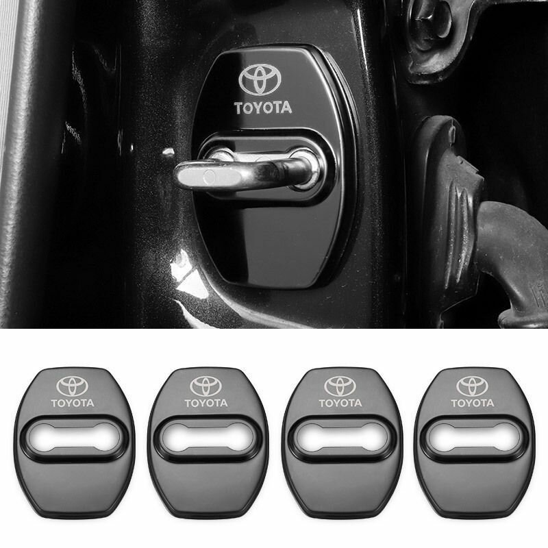 Накладки на замки дверей для Toyota, комплект на 4 замка, черные — защита от царапин и декоративная отделка
